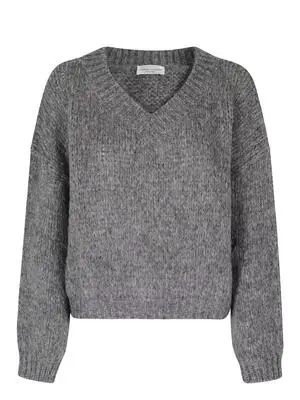 ROBERTO COLLINA Chunky-knit V-neck Sweater - Grey