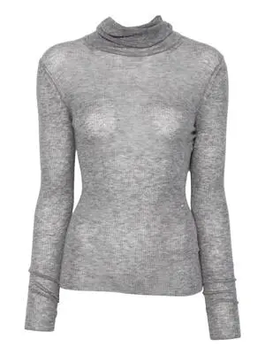 ELEH Sequin-embellished Ribbed-knit Sweater - Grey