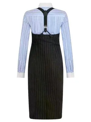 Moschino Pinstriped Suspender-style Midi Shirt Dress - Black