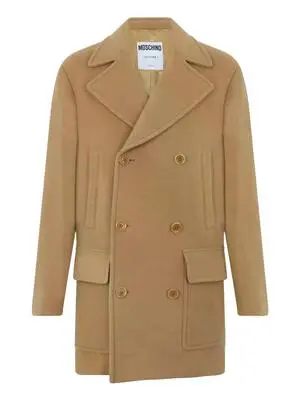 MOSCHINO Double-breasted Logo-plaque Coat