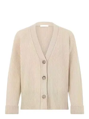 FEDELI Ribbed-knit V-neck Cardigan