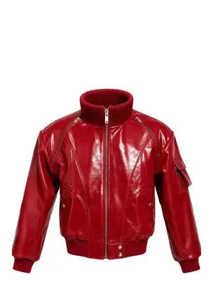 ZASTASTUDIO Cherry Pop Bomber Leather Jacket