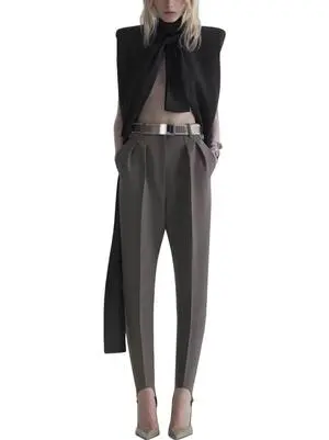MUGLER Taupe Carrot Pants - Grey