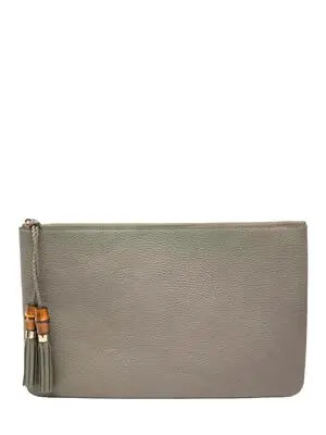 Gucci 2000-2015 Calfskin Bamboo Tassel Clutch Bag - Grey