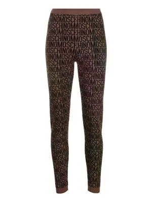 Moschino Logo-jacquard Leggings - Brown