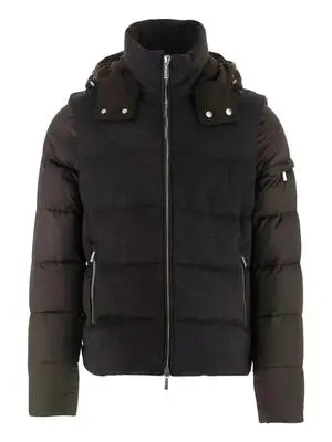 MOORER Padded Hooded Jacket - Brown