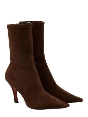 Amina Muaddi Jamie Suede Ankle Boots - Brown