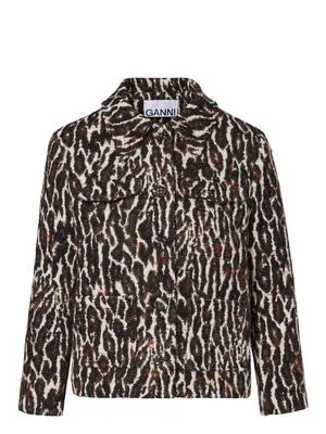 GANNI Leopard-print Jacquard Jacket - Multicoloured