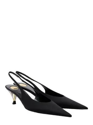 Saint Laurent Fanny Crepe Satin Slingback Pumps - Black