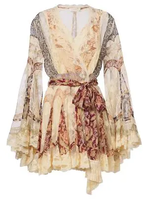 Zimmermann Valiant Floral Lace-trimmed Wrap Dress - Multicoloured