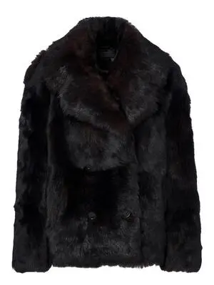 NILI LOTAN Cleophee Double-breasted Shearling Jacket - Brown