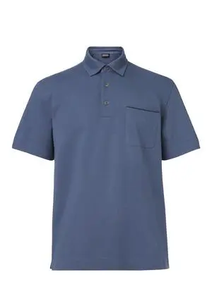 Zegna Cotton Pique Polo Shirt - Blue