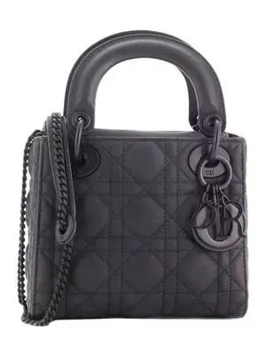Dior Ultra Matte Lady Dior Chain Bag Cannage Quilt Calfskin Mini Shoulder Bag Black