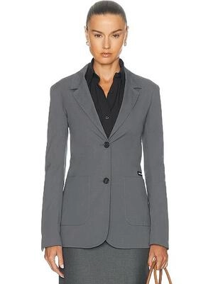 Miu Miu Popeline Stretch Washed Blazer - Ferro
