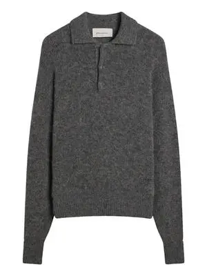 AMI Paris Wool And Alpaca Polo Sweater - Carbon Grey