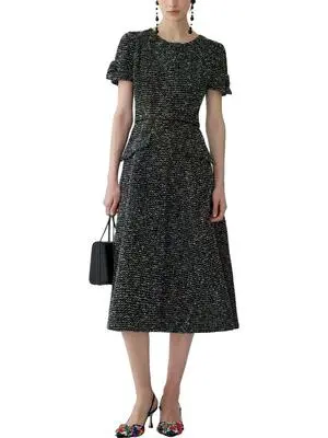 Carolina Herrera Tweed Midi Dress - Black