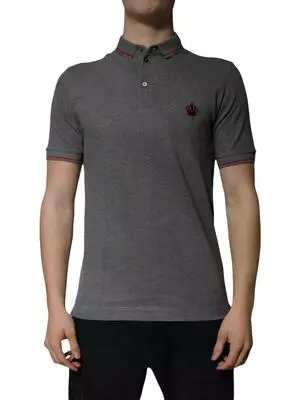 Dolce & Gabbana Crown-embroidered Polo Shirt - Grey