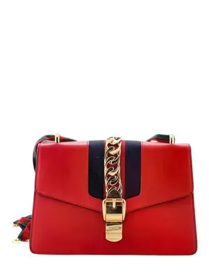 Gucci Sylvie Leather Small Shoulder Bag - Red