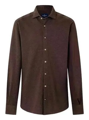 HACKETT  Jersey-piqué Buttoned Shirt Brown