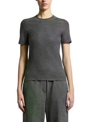 Peserico Beaded-trim Crew-neck T-shirt - Grey