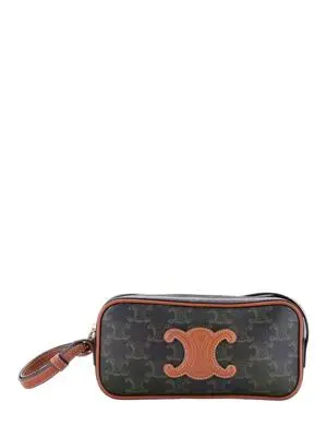 CELINE Cuir Triomphe Camera Shoulder Bag Triomphe Coated Canvas With Leather Small Crossbody Bag