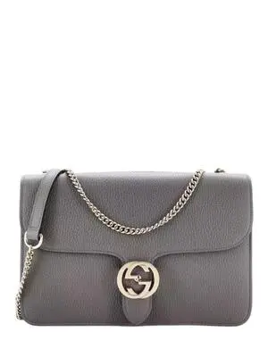 Gucci Interlocking Leather Medium Shoulder Bag - Grey