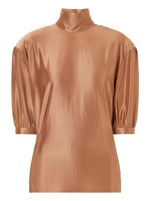 Rabanne Stretch-satin Turtleneck Blouse - Brown