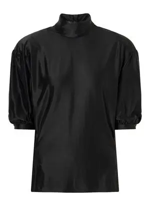 Rabanne Stretch-satin Turtleneck Blouse - Black