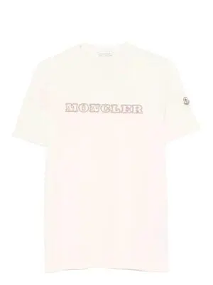 Moncler Logo-embroidered T-shirt - Neutrals