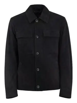 Herno Bottom-down Suede Jacket - Blue
