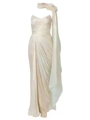 IRIS SERBAN Dolly Draped Silk Maxi Dress