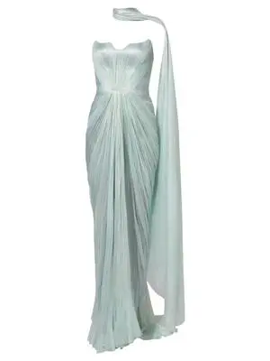 IRIS SERBAN Shany Metallic-silk Maxi Dress - Blue