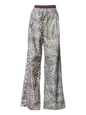 MULLER OF YOSHIOKUBO Leopard-print Double-waist Trousers - Neutrals