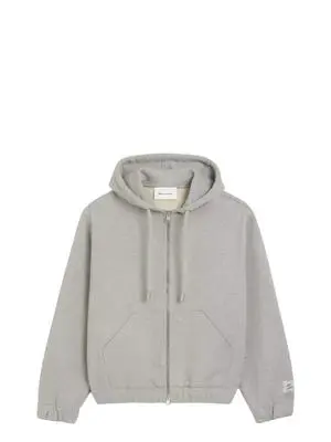 AMI Paris Zipped Cotton Hoodie With Heritage Label - Grey