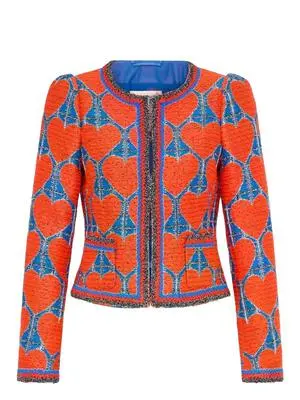 MAISON COMMON Heart-print Bouclé Jacket - Red