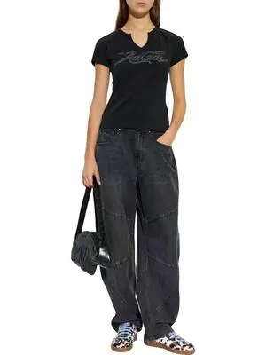ADIDAS Logo-embroidered Panelled Jeans