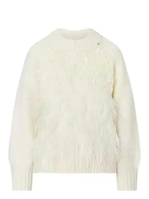 Liu Jo Sweater With Feathers And Sequins - Neutrals