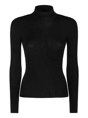 TWINSET Ribbed-knit Roll-neck Sweater - Black