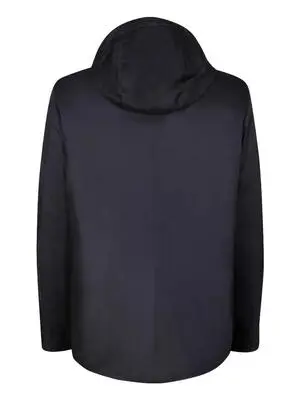 MOORER Hooded Concealed-fastening Jacket - Blue