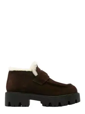 Prada Stride Shearling-trim Ankle Boots - Brown