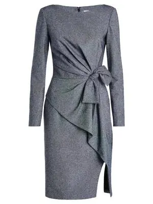 GENNY Bow-detail Long-sleeve Mini Dress - Blue