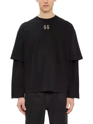 44 LABEL GROUP Logo-print Layered-sleeve T-shirt Black