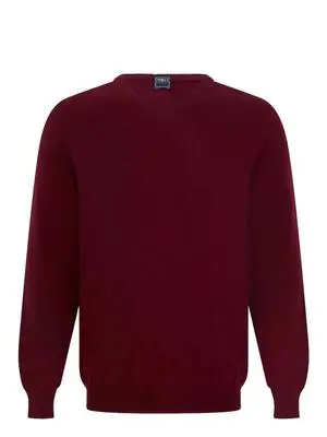 Fedeli V-neck Cashmere Sweater Red