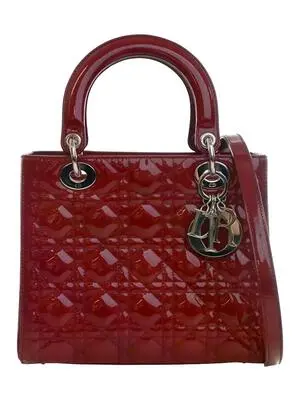 Dior 2011 Medium Patent Cannage Lady Satchel - Red
