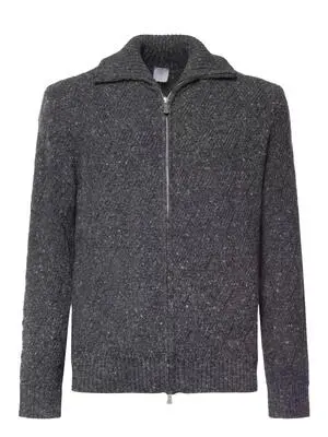 Eleventy Cable-knit Zip-up Sweater - Grey