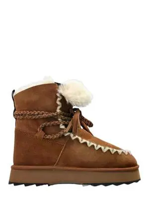 EMU AUSTRALIA Elise Whipstitch Shearling-trim Boots - Brown