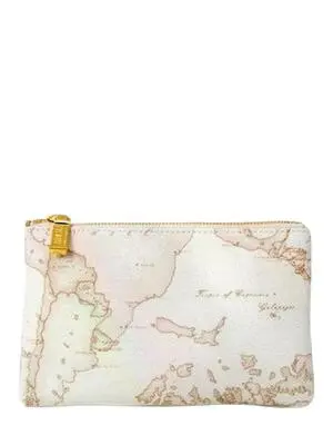 ALVIERO MARTINI 1° CLASSE Medium Geo White World Map Clutch Bag - Neutrals