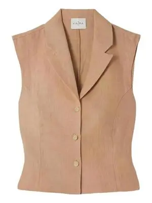 Le Kasha Sawadah Linen Vest Brown