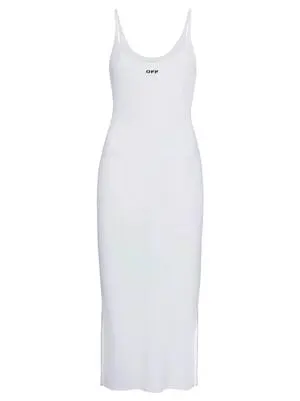 OFF-WHITE Scoop Neck Midi Dress With Print