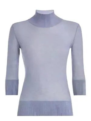 GENNY High-neck Long-sleeve Top - Blue